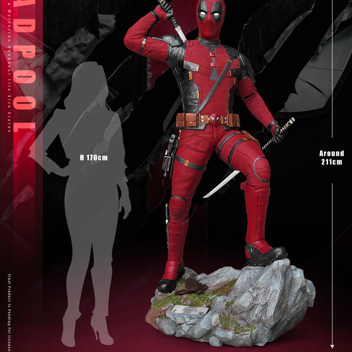Marvel Deadpool & Wolverine (2024): Deadpool Life-Size Statue — Secret ...