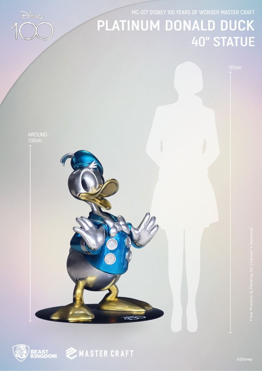 Disney 100 Years of Wonder: Donald Duck Platinum Life Size Statue ...